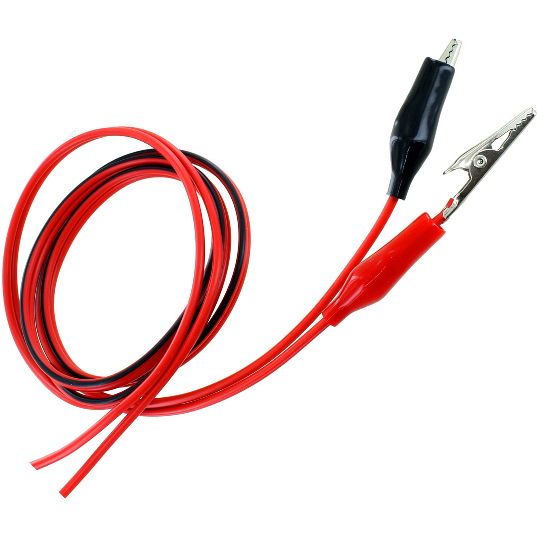 Alligator Clips Test Cable - 2-Pin Red Black - 1m 39in long | xUmp